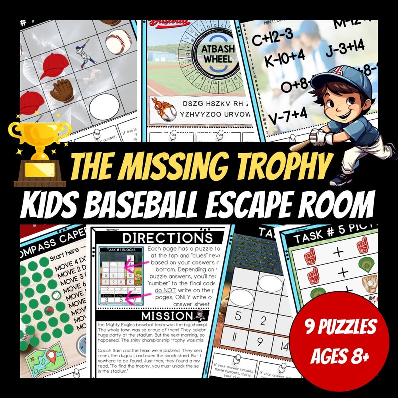 Baseball Escape Room Kit, Printable Escape Room for Kids, Birthday ...