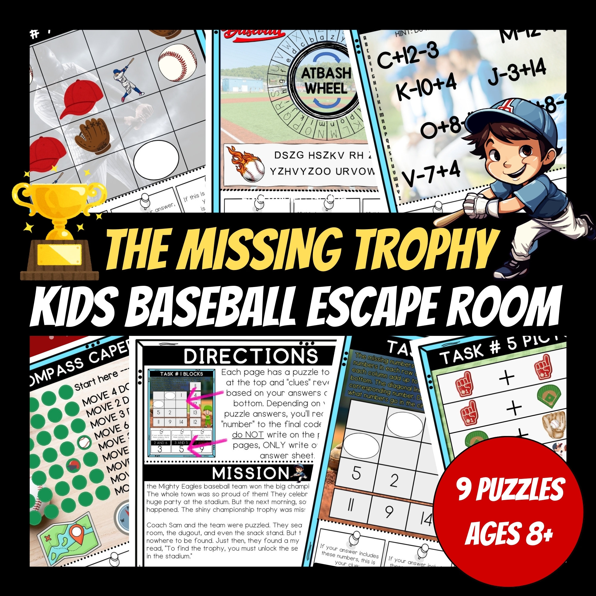 Baseball Escape Room Kit, Printable Escape Room for Kids, Birthday ...