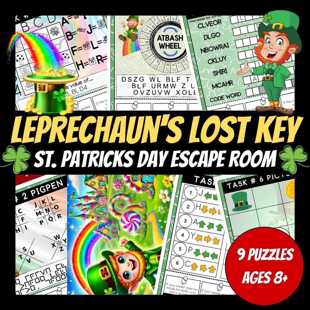 Printable St Patrick's Day Escape Room for Kids, Birthday Party Games ...
