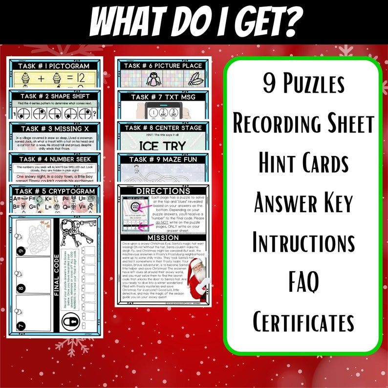Christmas Printable Escape Room for Kids, Holiday Party Games, Kids ...