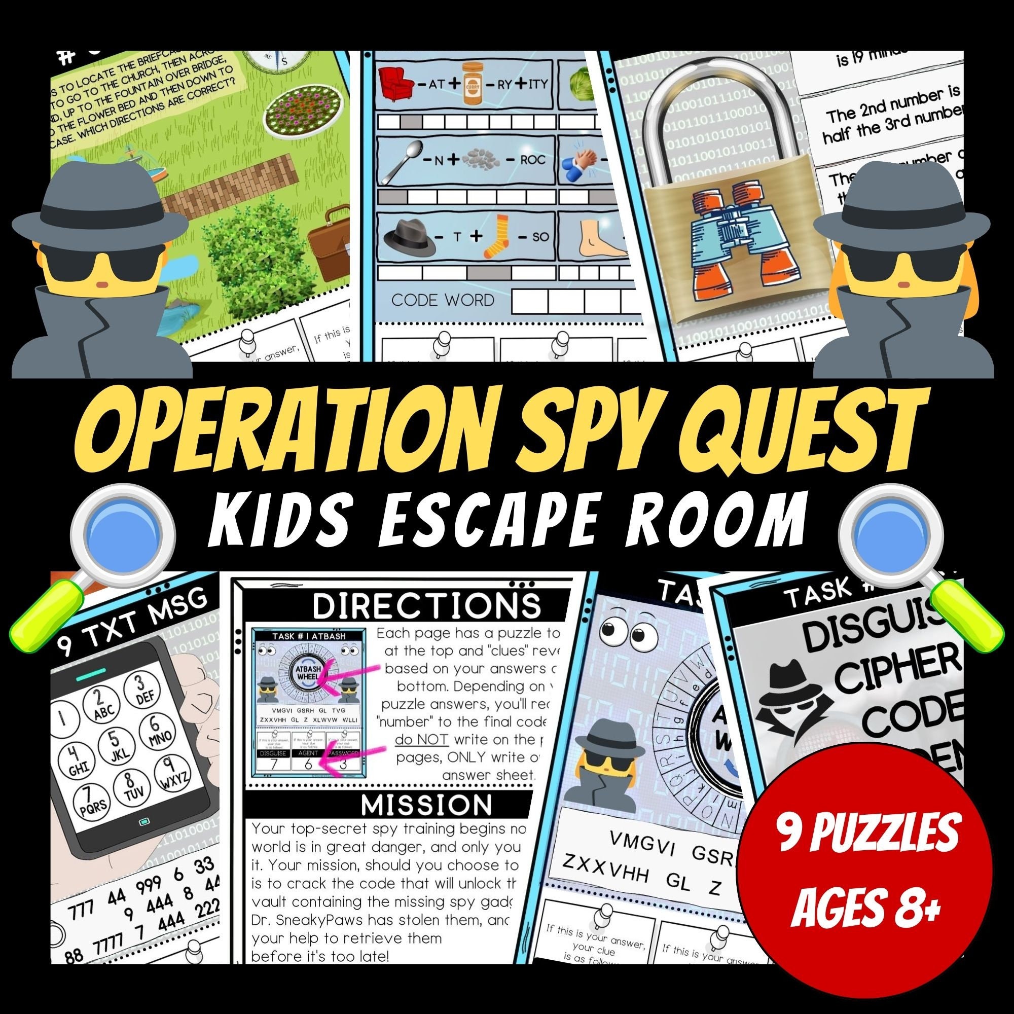 Printable Escape Room for Kids, Birthday Party Games, Kids Puzzles, Printable Party Games, Spy ...