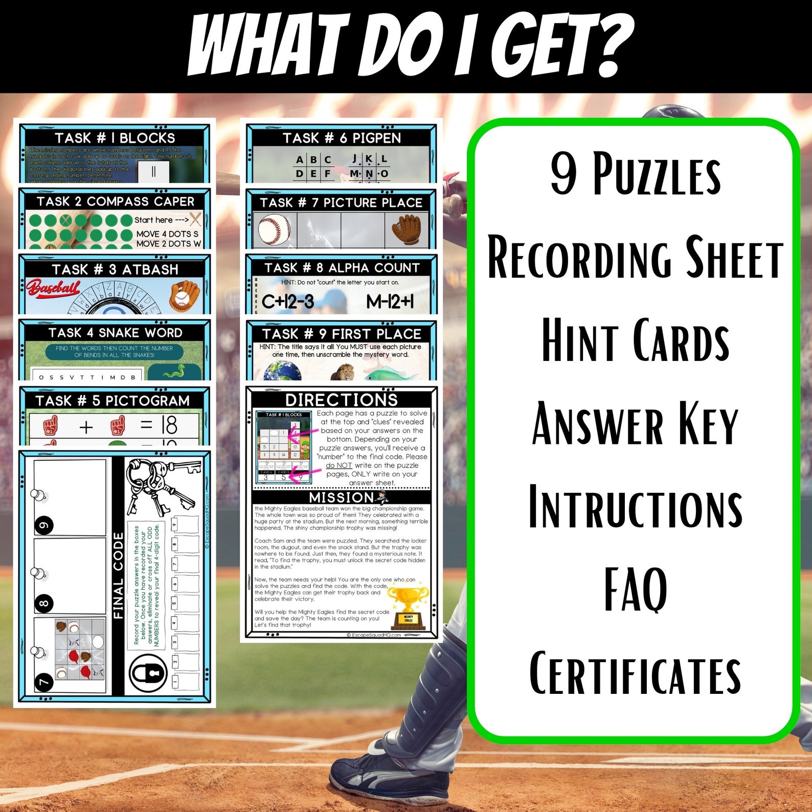 Baseball Escape Room Kit, Printable Escape Room for Kids, Birthday ...