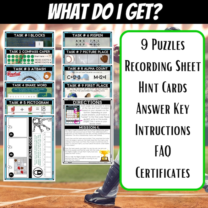 Baseball Escape Room Kit, Printable Escape Room for Kids, Birthday ...