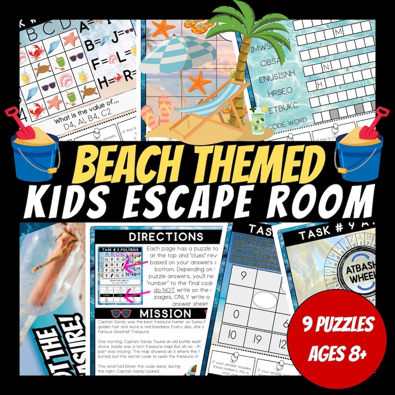 Beach Themed Escape Room for Kids, Birthday Party Games, Escape Room ...