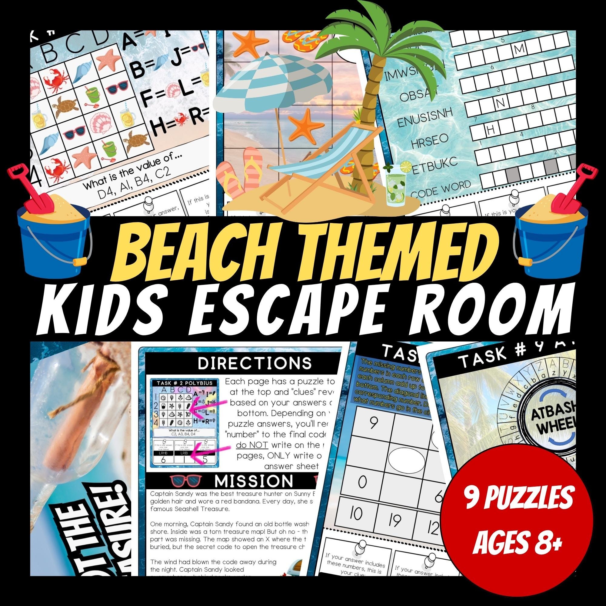 Beach Themed Escape Room for Kids, Birthday Party Games, Escape Room ...