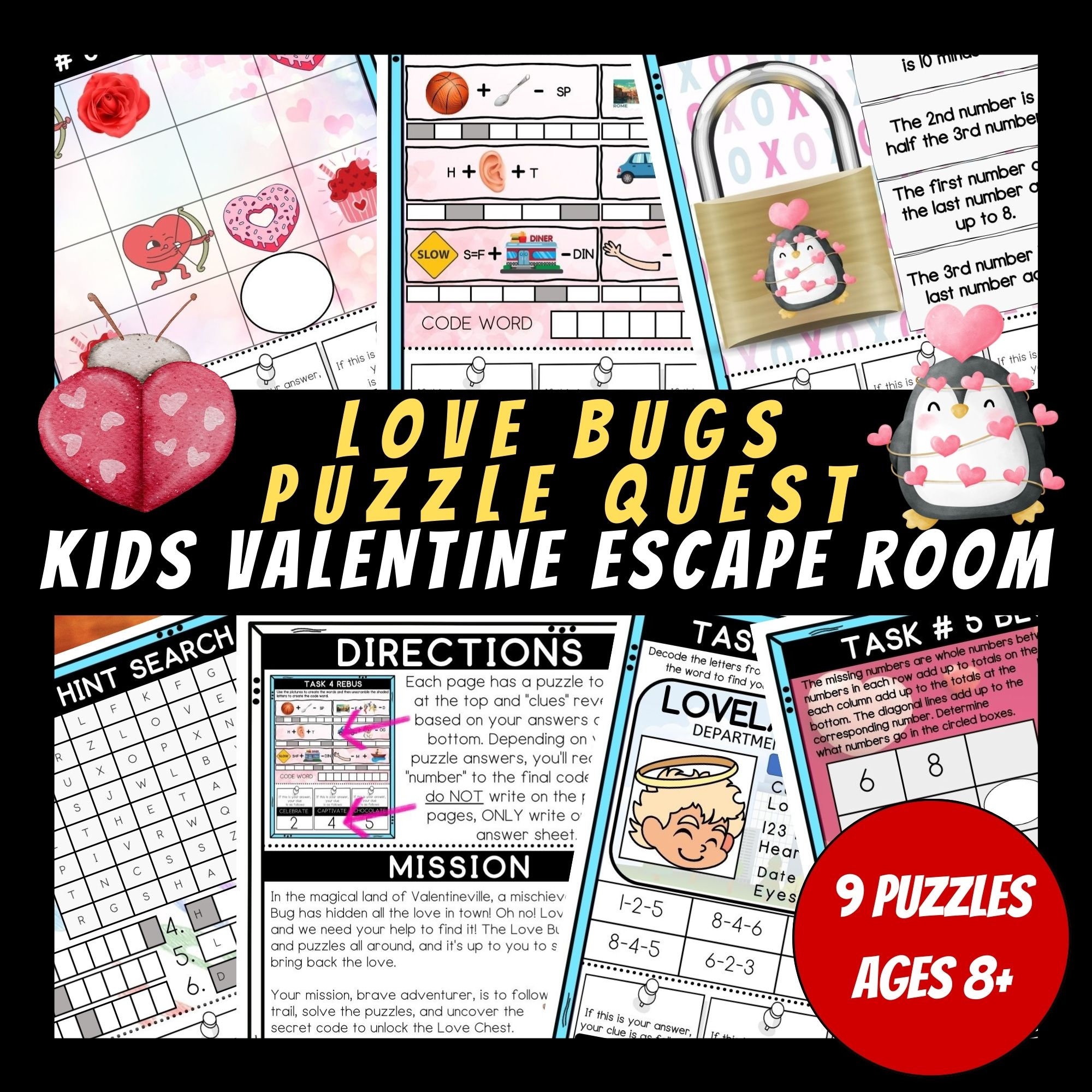 Printable Valentine's Day Escape Room, Birthday Party Games, Kids ...