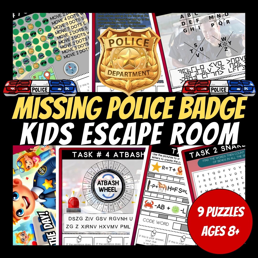 Printable Police Escape Room for Kids, Birthday Party Games, Kids ...