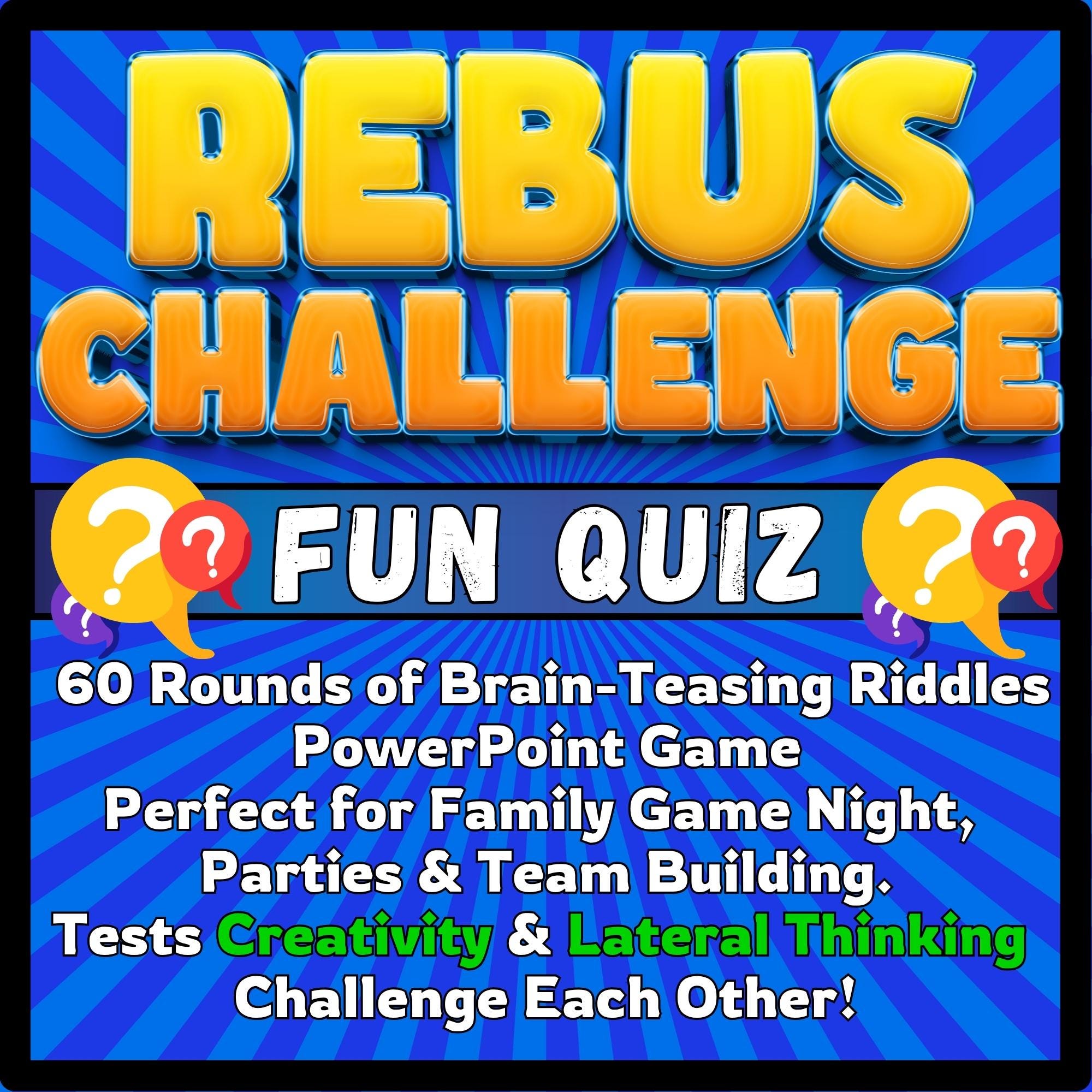 Rebus Challenge Powerpoint Game, Family Fun Game Night, Games for ...