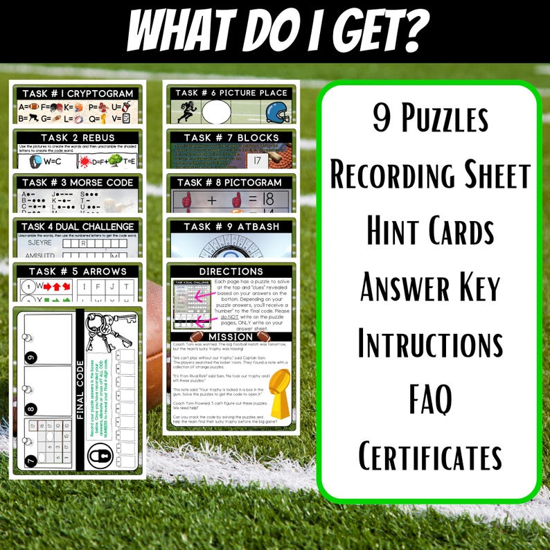 Football Escape Room Kit, Printable Escape Room for Kids, Birthday ...