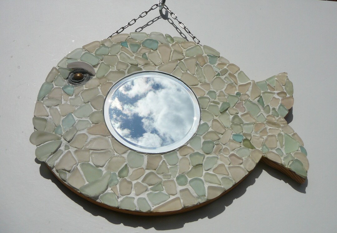 Fish Shaped Sea Glass Mosaic Mirror - Etsy