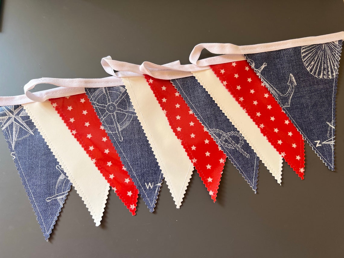 Handmade Outdoor Waterproof Bunting Seaside Beach Red Stars - Etsy UK