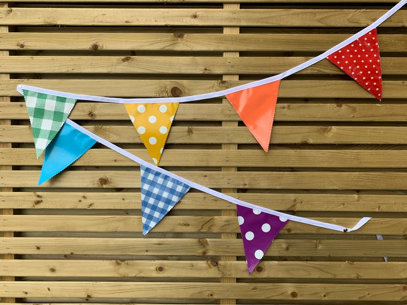 Handmade Outdoor Waterproof Bunting Rainbow Bright Mix - Etsy UK