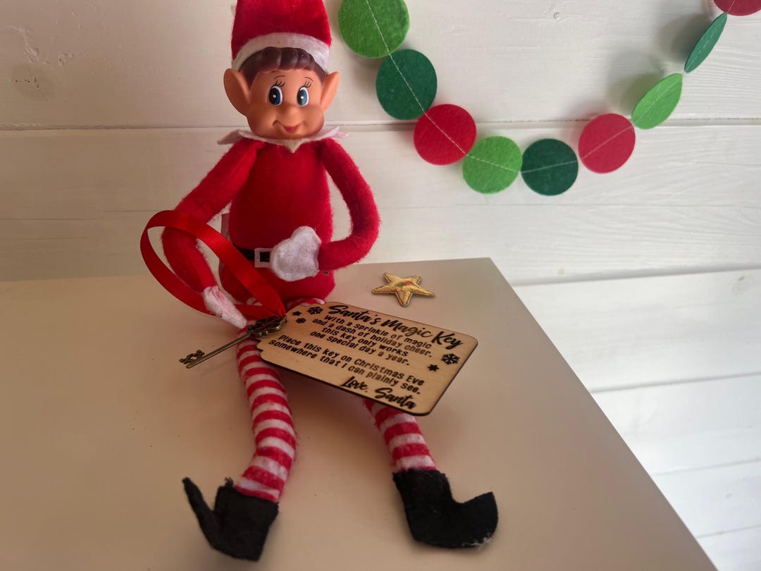 Handmade Wooden Elf Prop Santa Magic Key Red Ribbon - Etsy