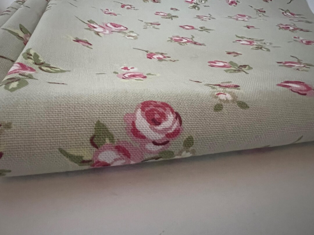 Sage Green Rosebud Curtain 100% Cotton Upholstery Material Fabric | 28. ...