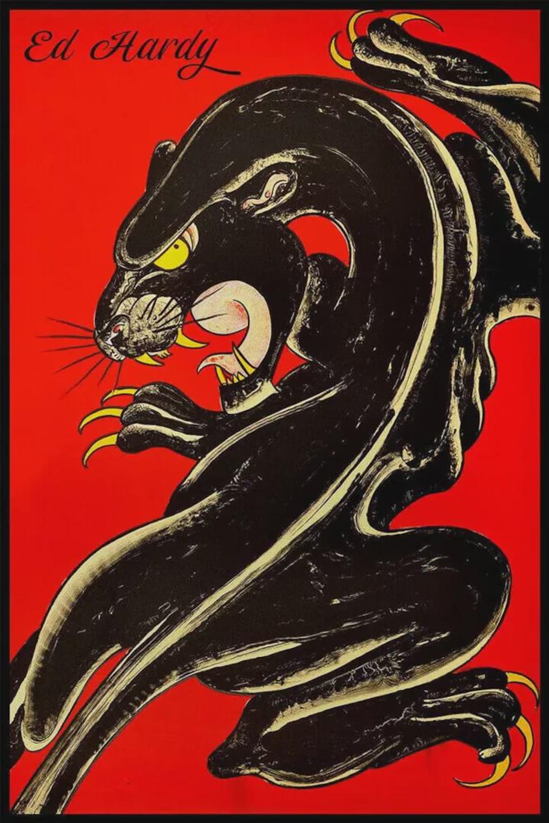 Ed Hardy Black Panther Tattoo Wall Art Poster - Etsy