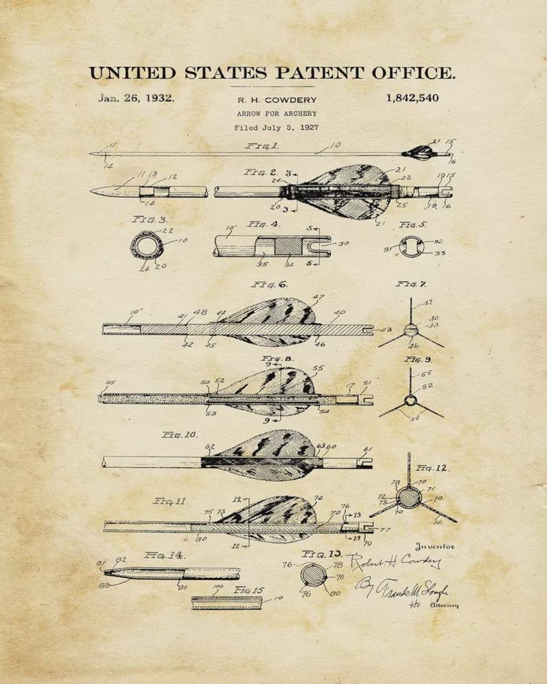 Archery Arrow Patent Print Decor Room Office Home Art - Etsy
