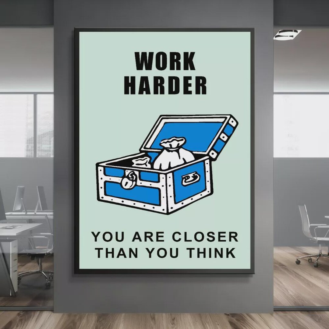 Work Harder Monopoly Motivation Success Wall Art Poster - Etsy