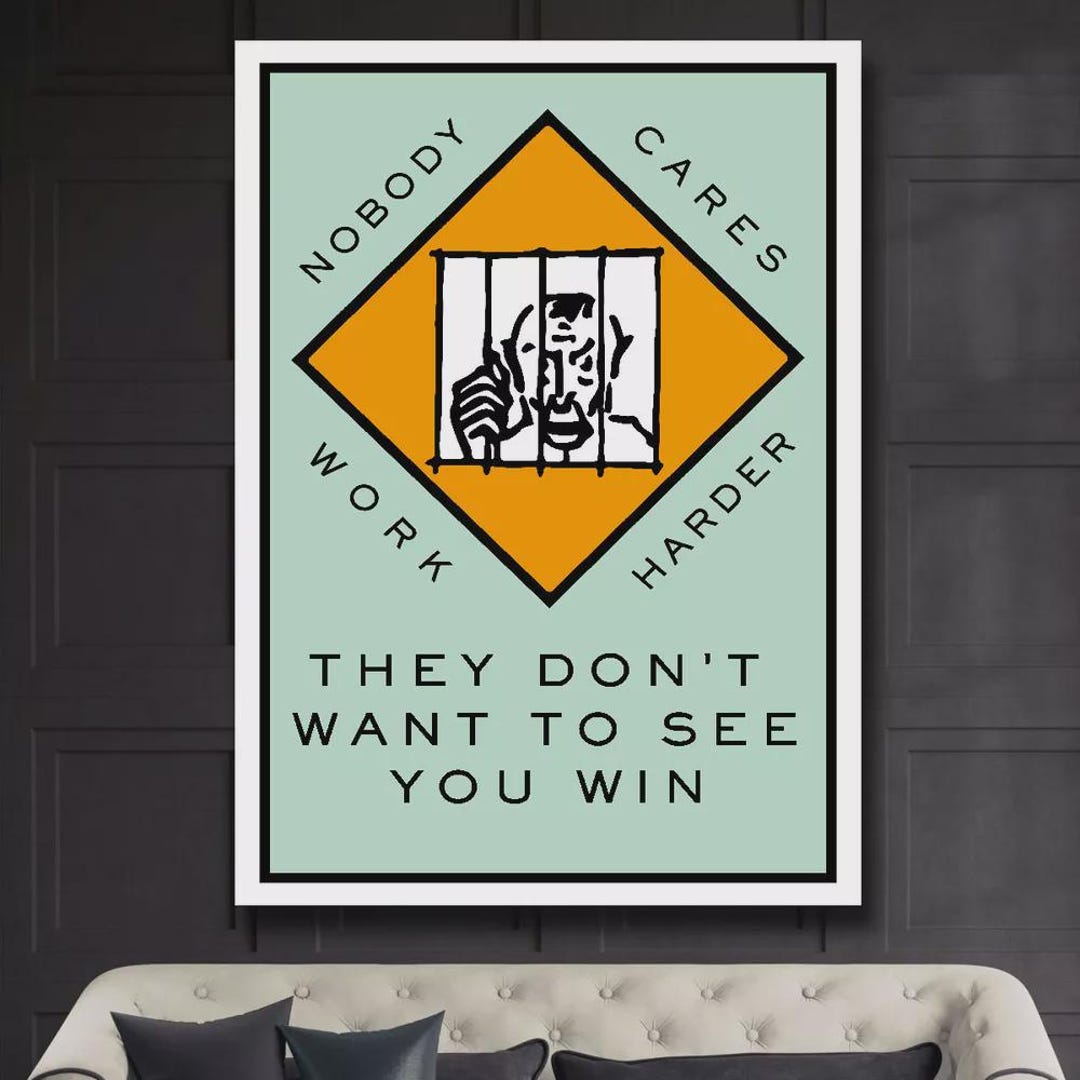 WORK HARDER Monopoly Motivation Success Wall Art Poster - Etsy