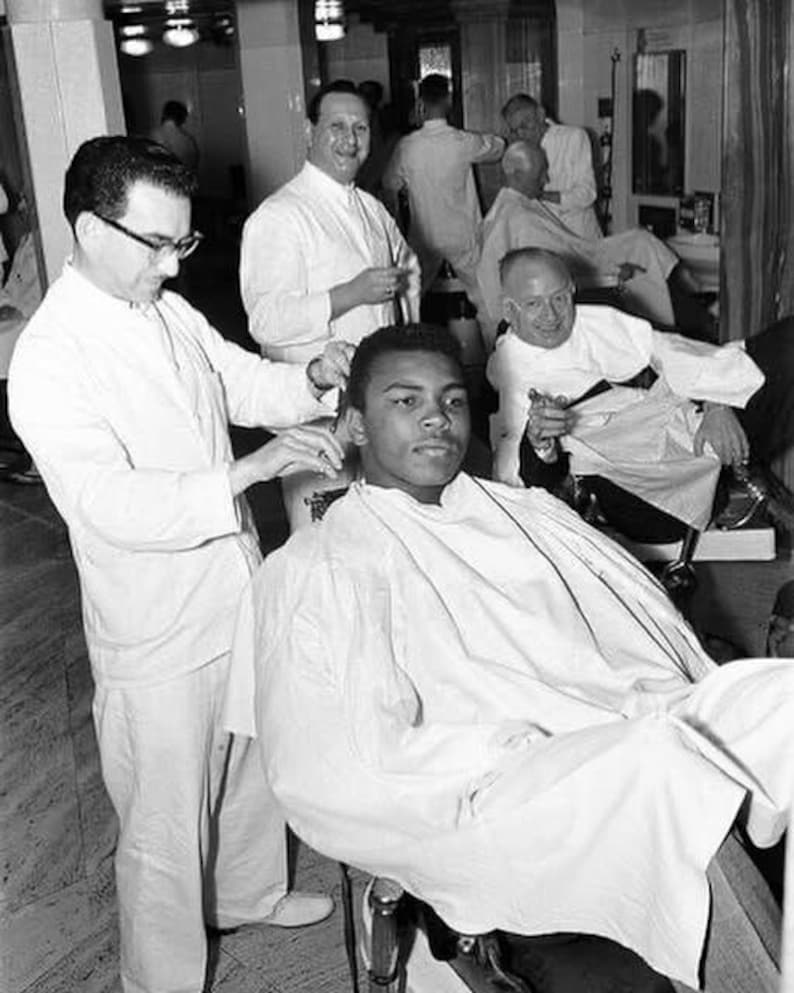 Cassius Clay Historic Barber Shop Photo Muhammad Ali Haircut B&W - Etsy