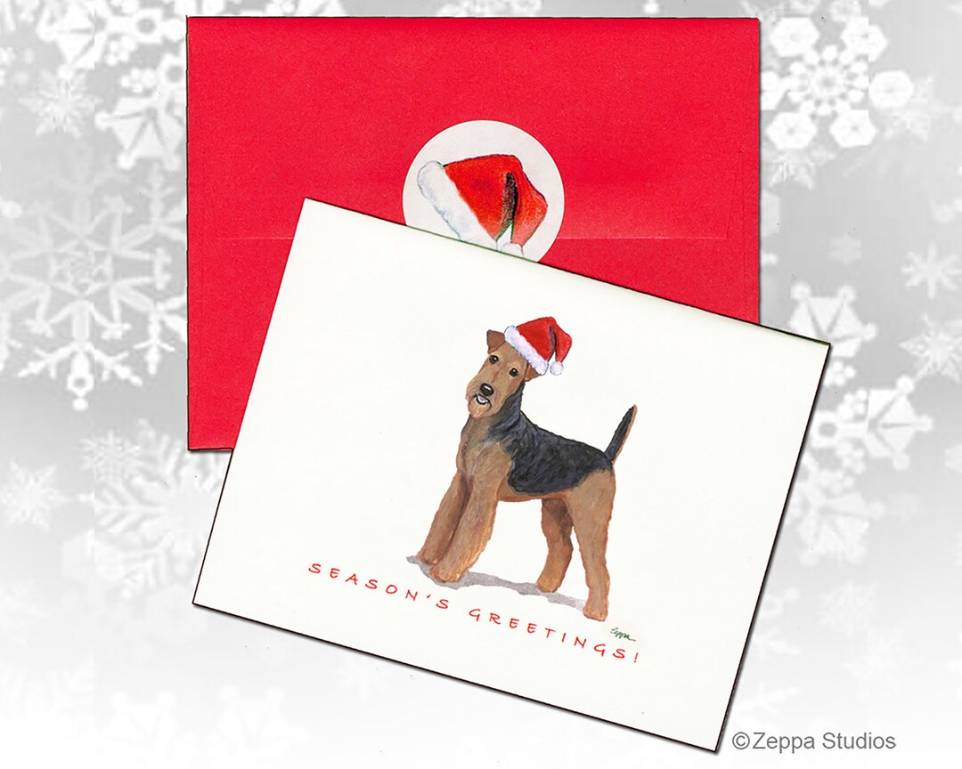Airedale Terrier Christmas Cards, Box of 8, Personalize Your Cards - Etsy