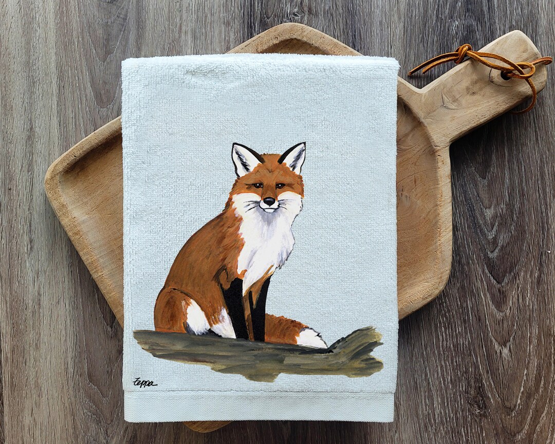Sitting Fox Kitchen Towel Elegant Dish Towel Equestrian Towel - Etsy