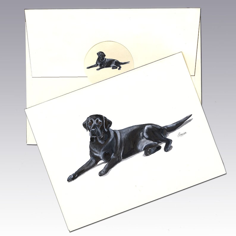 Black Lab Lying Down Note Cards, Boxed Note Cards, Personalized Note ...