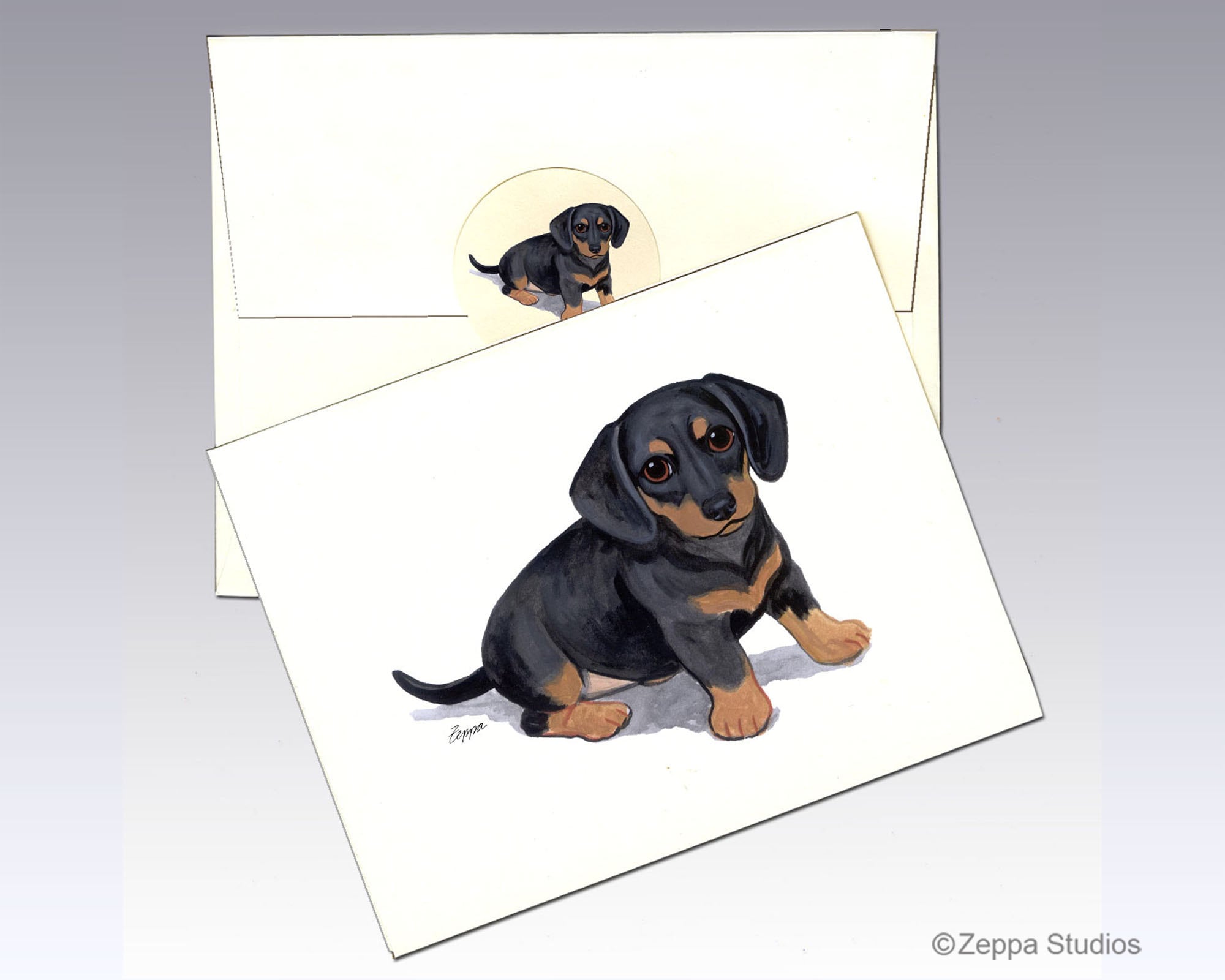 Long Haired Dachshund Note Cards, Boxed Note Cards, Personalized Note ...