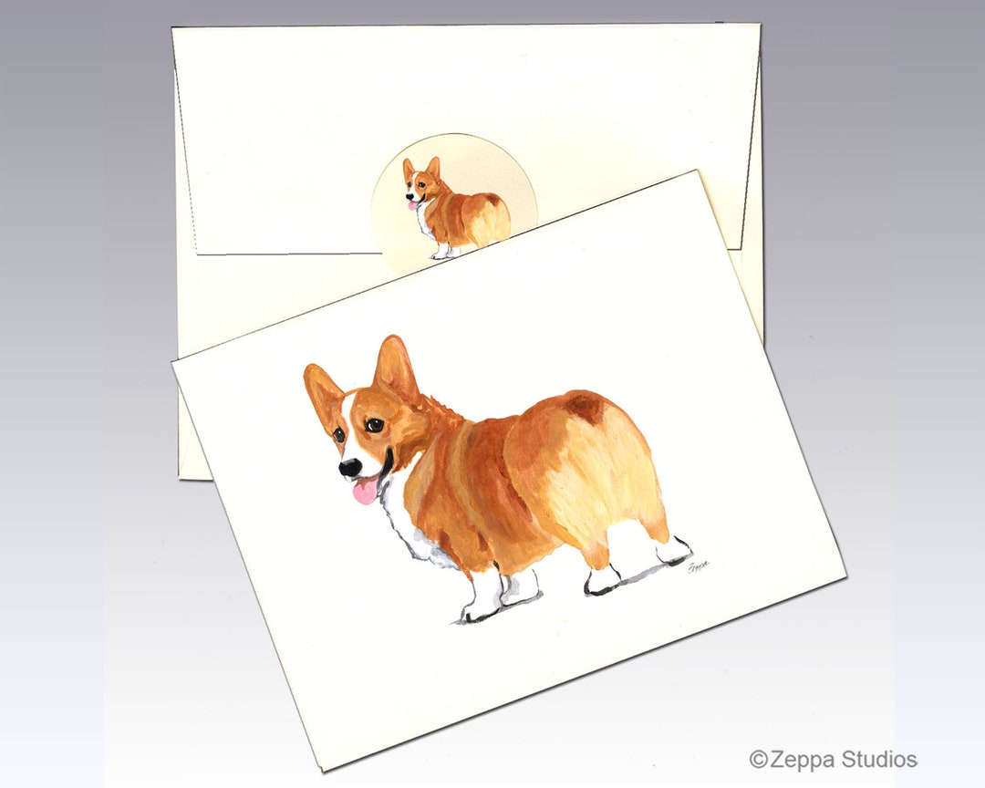 Welsh Corgi Note Cards, Boxed Note Cards, Personalized Note Cards - Etsy
