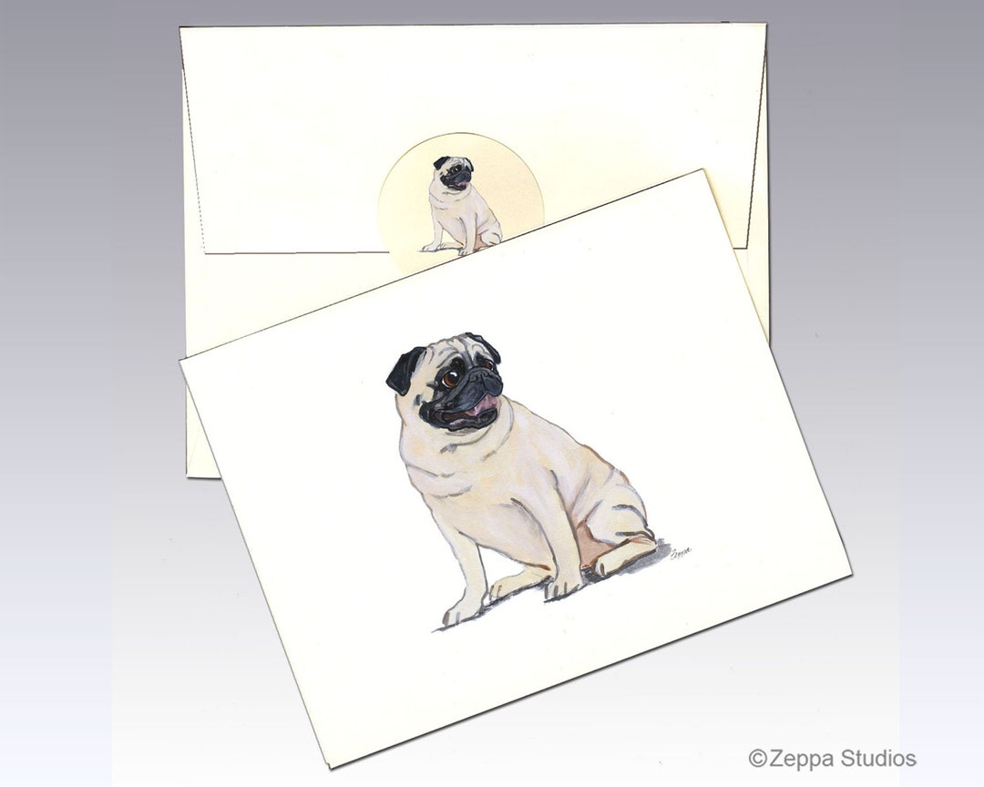 Pug Note Cards, Box of 8, Personalized Cards - Etsy