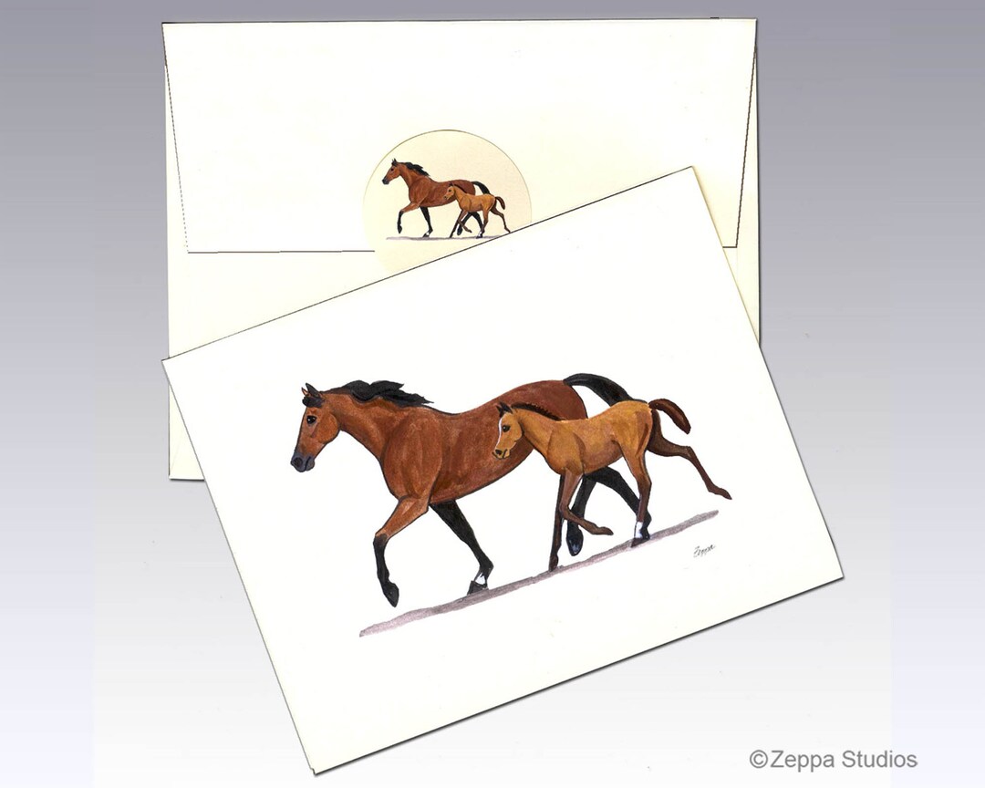 Mare and Foal Note Cards, Boxed Note Cards, Personalized Note Cards - Etsy