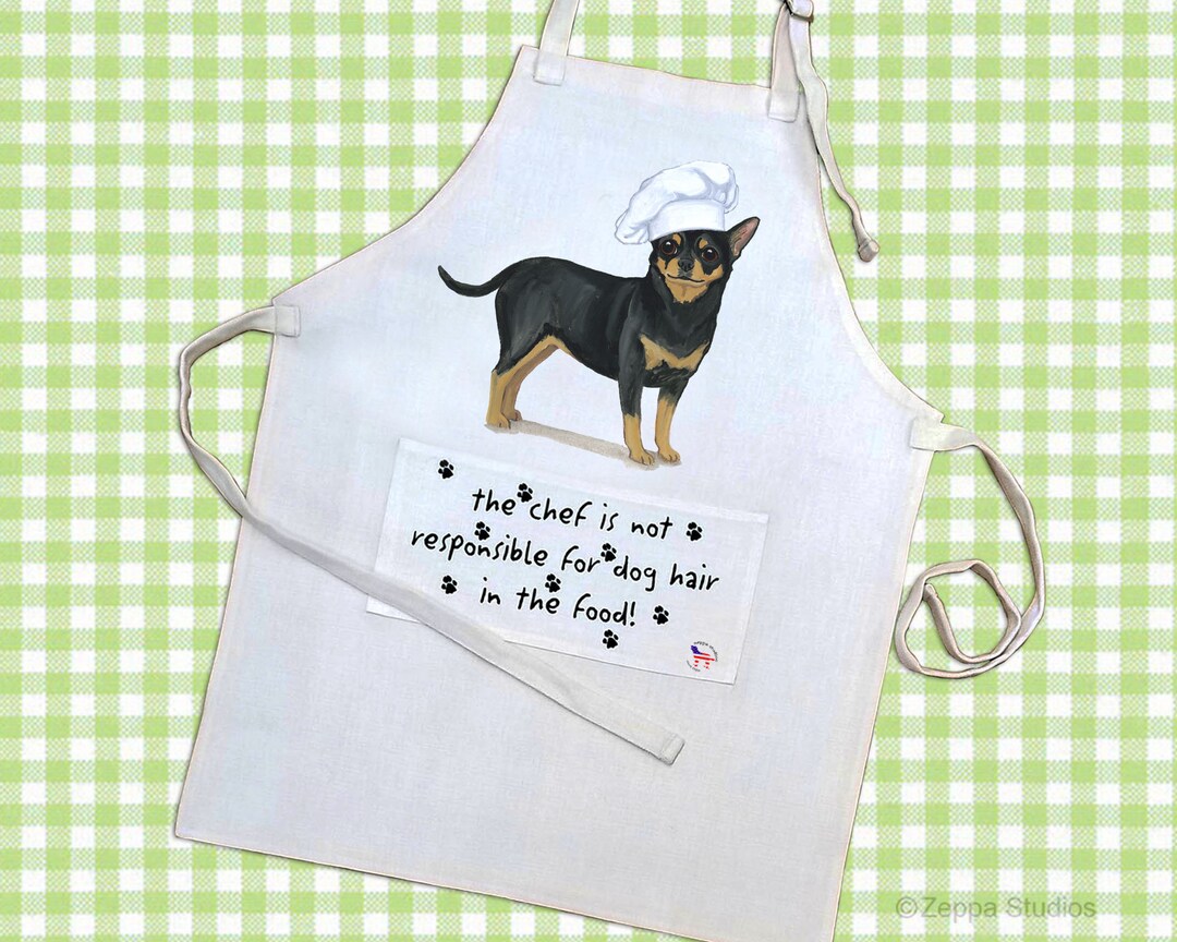 Chihuahua Chef Apron With Pocket, Poly-cotton Linen Weave, Fits Most ...