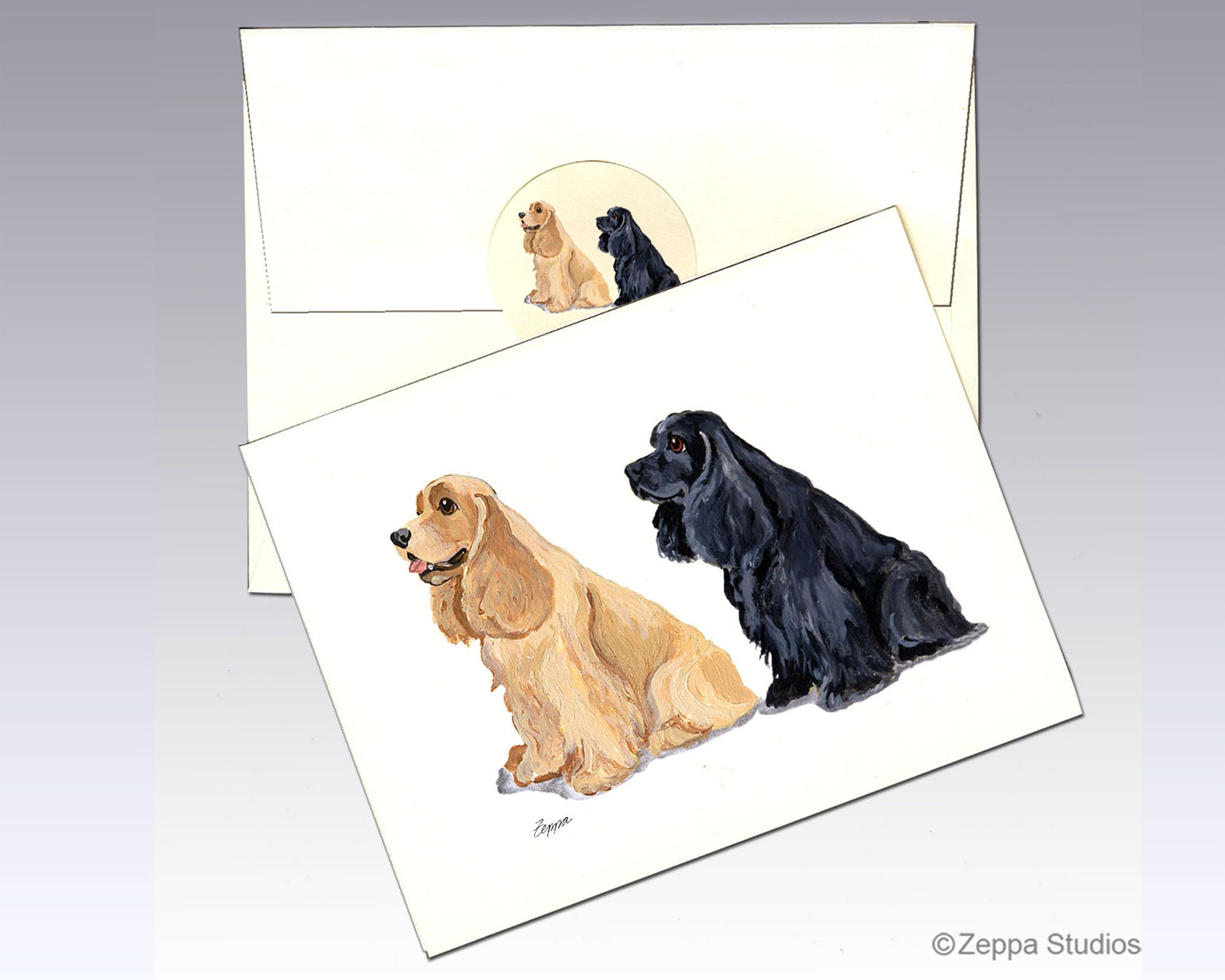 Black and White Cocker Spaniel Note Cards, Boxed Note Cards ...