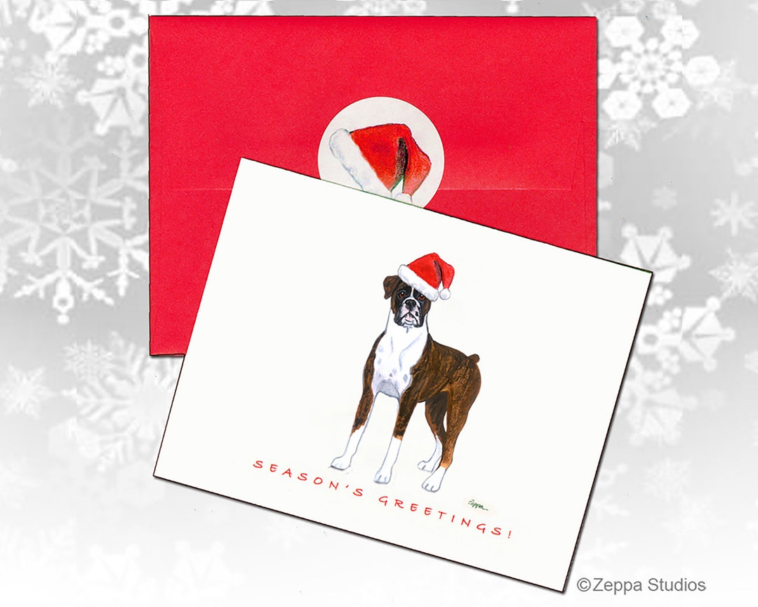 Boxer Christmas Cards, Box of 8, Personalize Your Cards - Etsy