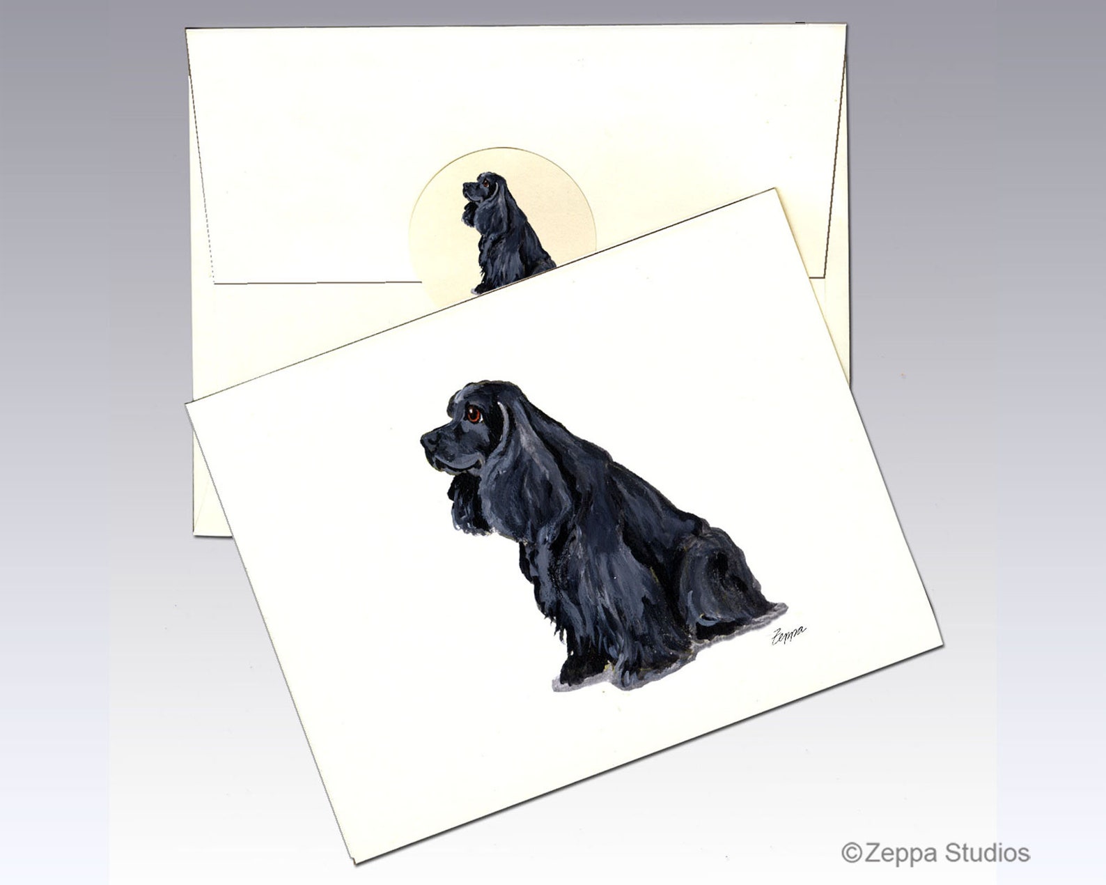 Black and White Cocker Spaniel Note Cards, Boxed Note Cards ...