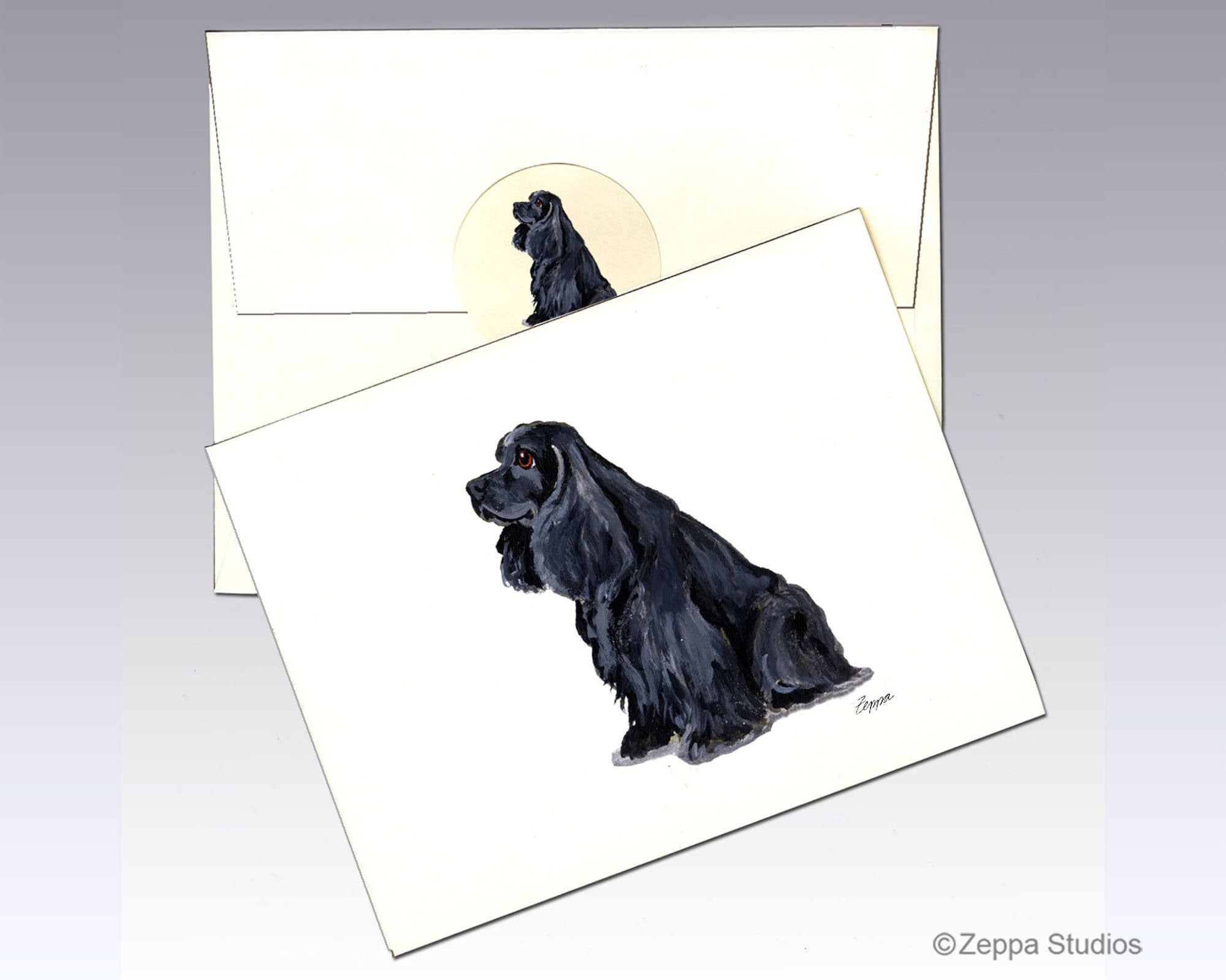 Black and White Cocker Spaniel Note Cards, Boxed Note Cards, Personalized Note Cards - Etsy