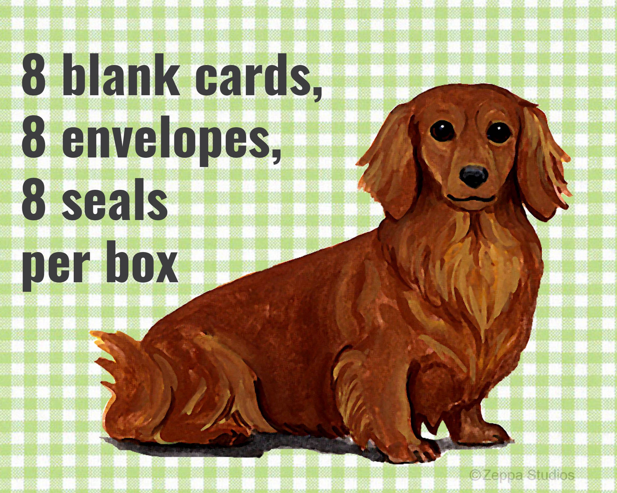 Long Haired Dachshund Note Cards, Boxed Note Cards, Personalized Note ...