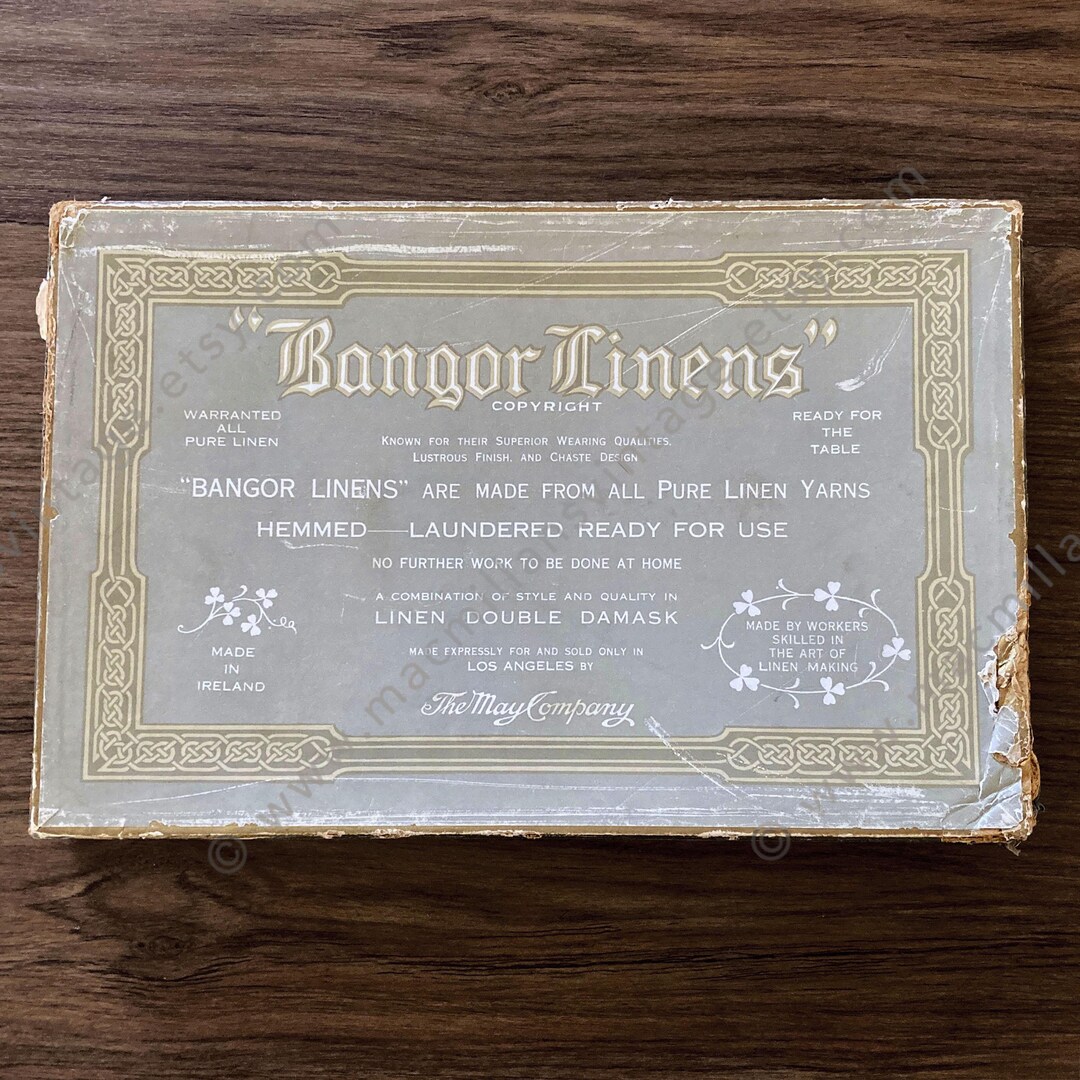 Antique 1910s - 1920s Retail Cardboard Box, Bangor Linens, the May ...