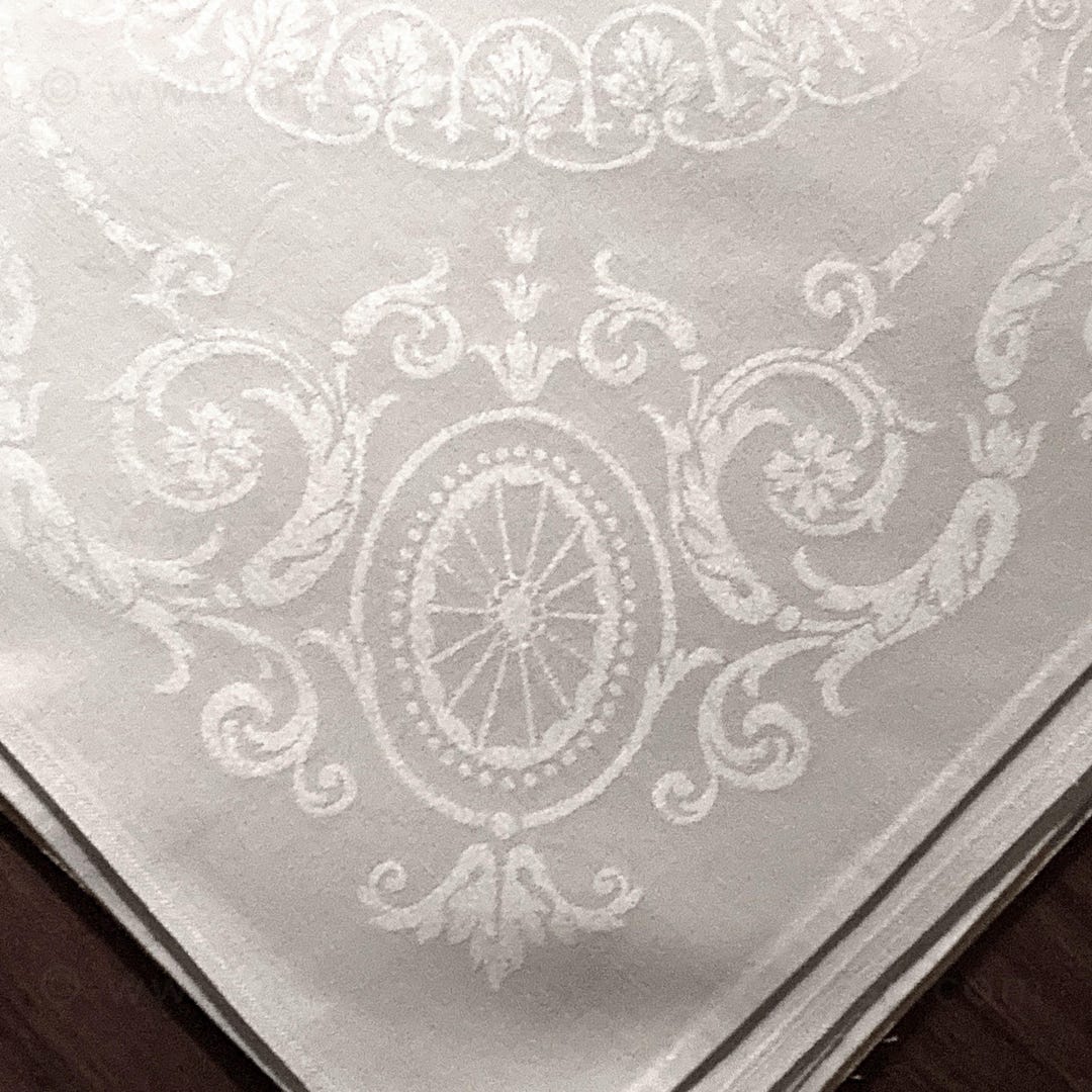 Six Unused 1920s White Double Damask Irish Linen Napkins by Bangor ...