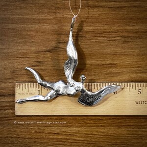 Vintage Winged Woman Ornament, Iris, Angel, Spirit, Fairy, Silver Cast ...