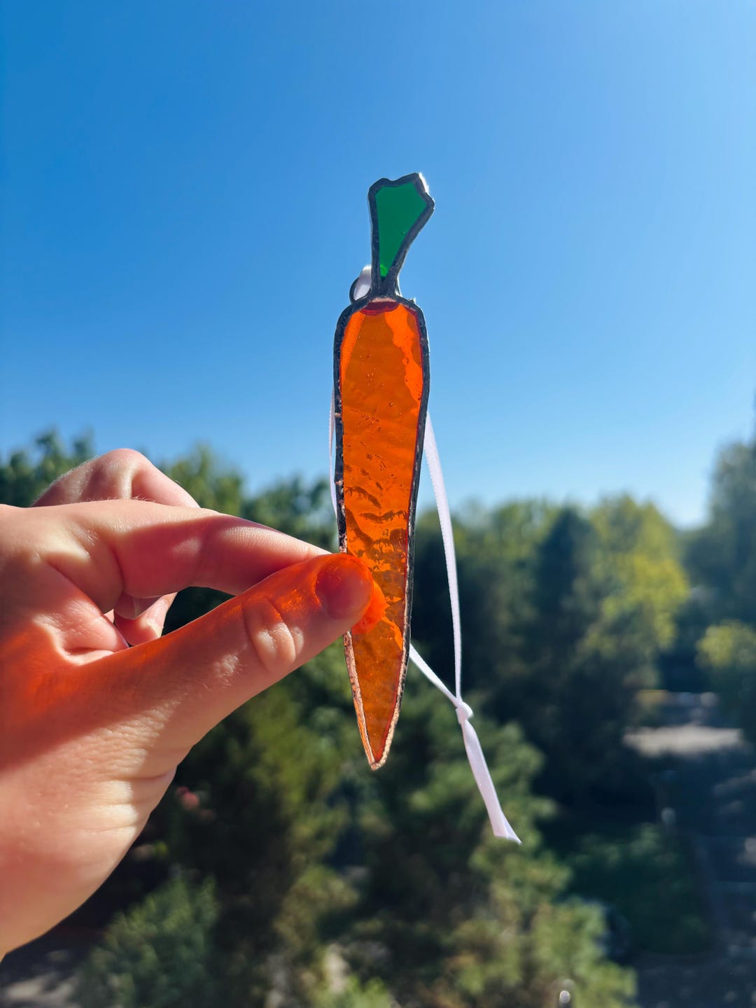 Carrot Stained Glass Suncatcher – Handmade Orange Vegetable Window ...