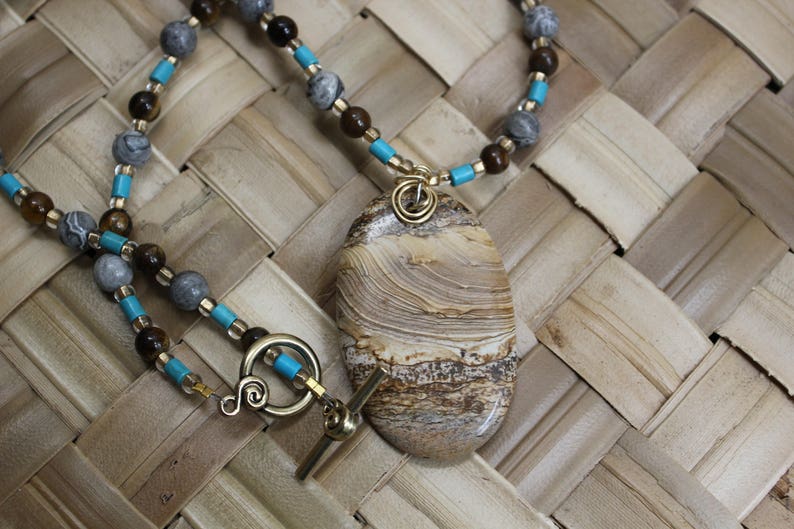 19 Inches Necklace With Large Focal Stone Cabochon Picture - Etsy