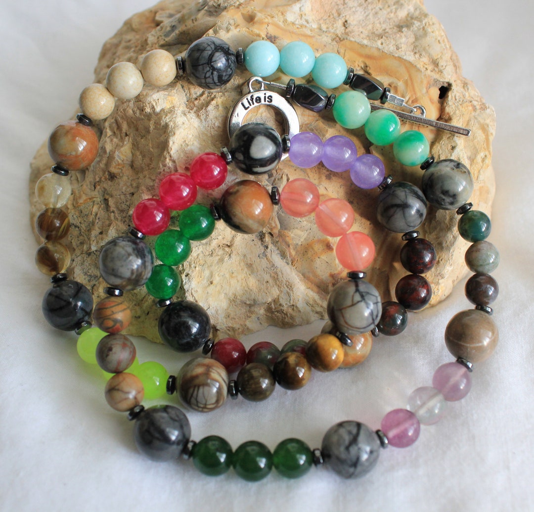 CALMING UTAH PICASSO Marble Necklace Multi-stone Rainbow - Etsy