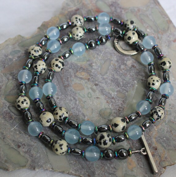 BLUE BEAUTY 23 Inches Blue Agate Rainbow Hematite Dalmation - Etsy
