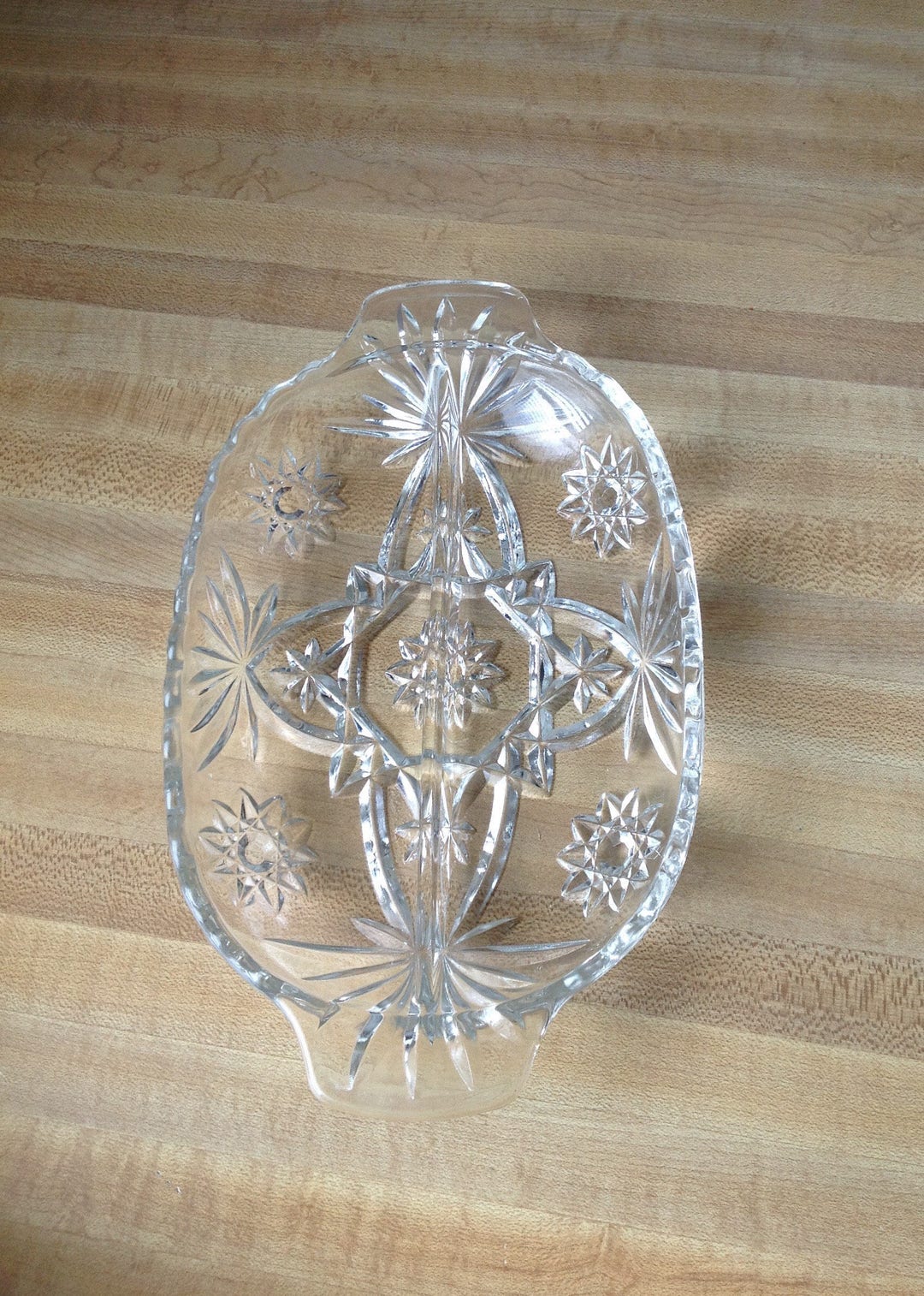 Star of David Crystal Glass Two-section Relish Dish 1960's - Etsy