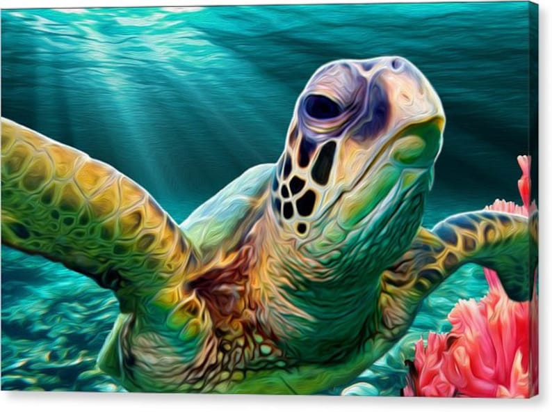 Giant Sea Turtle Wall Art Print Called "sea Cruise" - Etsy