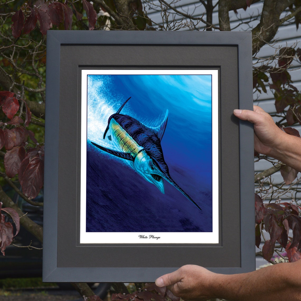 White Marlin Billfish Wall Art Print Titled "white Plunge" - Etsy