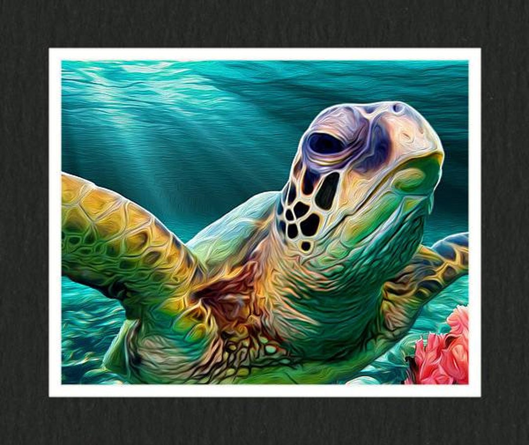 Giant Sea Turtle Wall Art Print Called "sea Cruise" - Etsy