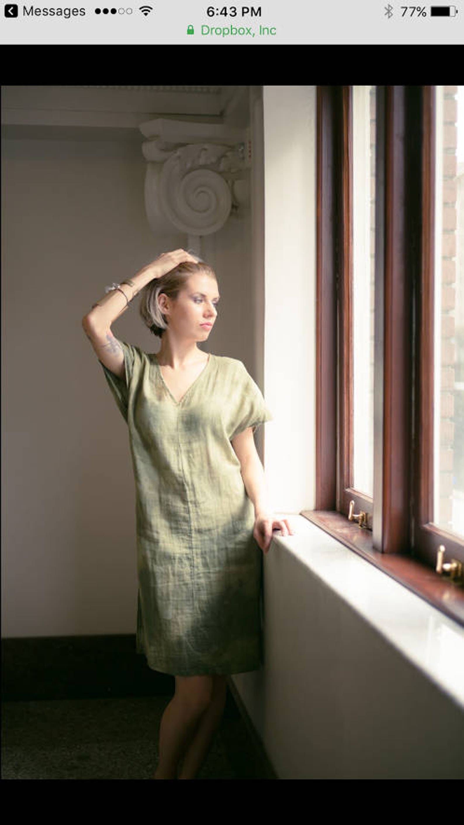 Organic Cotton Shift Dress in Moss Green. Handdyed & Handmade, Mod ...