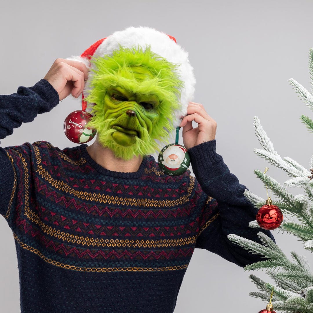 Mean Green One Rubber Strap Mask Movable Mouth Cartoon Green Fur/funny ...