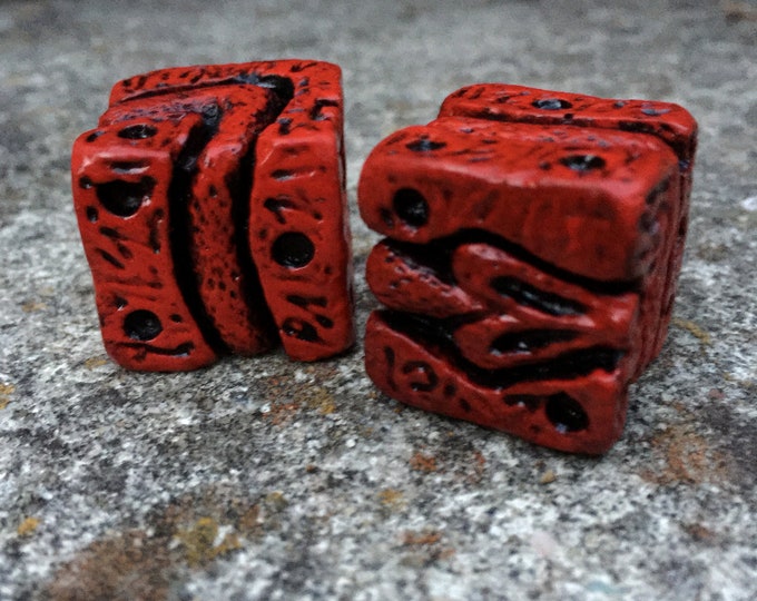 New D6 Snake Dice, Hand Made Stone Cast, Red Colored Dice - Etsy